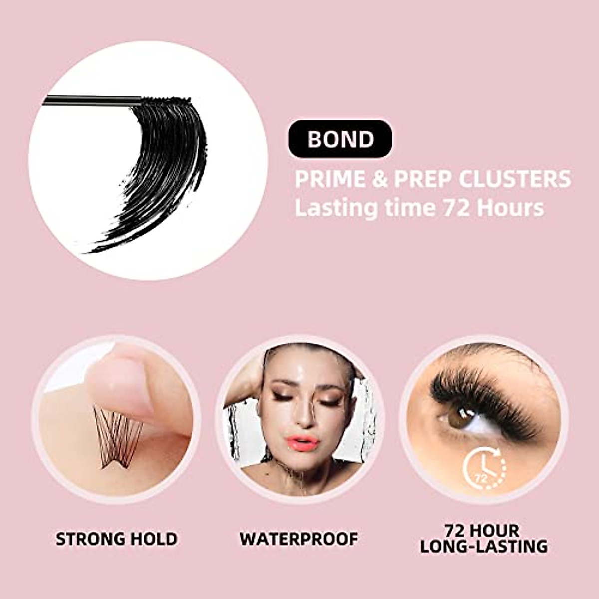 Lash Bond and Seal, Cluster Lash Glue Mascara Wand DIY Eyelash Extension Bond & Seal Infused with Biotin & Vitamin E, Bond and Seal Lash Glue for All Day Wear Super Strong Hold 72 Hours