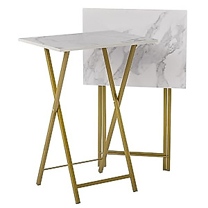 VECELO Foldable TV Tray Portable Wooden Snack Table for Livingroom, Bedroom, Office, Tiny Desk, Golden