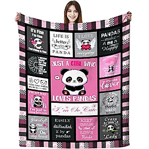Panda Blanket Gifts for Girls Women Soft Warm Flannel Panda Lovers Throw Blanket Panda Birthday Gifts for Adults Kids 50"x40"