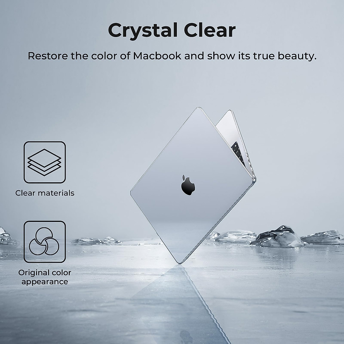 EooCoo Compatible for MacBook Pro 14 inch Case 2023 2022 2021 Release M2 A2779 A2442 M1 Pro M1 Max Chip, Hard Shell Cases with Keyboard Cover, Screen Protector - Crystal Clear
