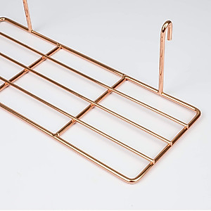 GBYAN Grid Wall Basket Wall Grid Accessories Wire Straight Shelf with Hooks Wall Organizer for Grid Panel Board, Rose Gold