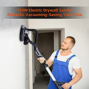 Drywall Sander, Towallmark 750W Electric Drywall Sander 7 Variable Speed 900-1800 RPM Sander with LED Light, 14 Pcs Sanding discs, Extendable Handle, Dust Hose, Storage Bag