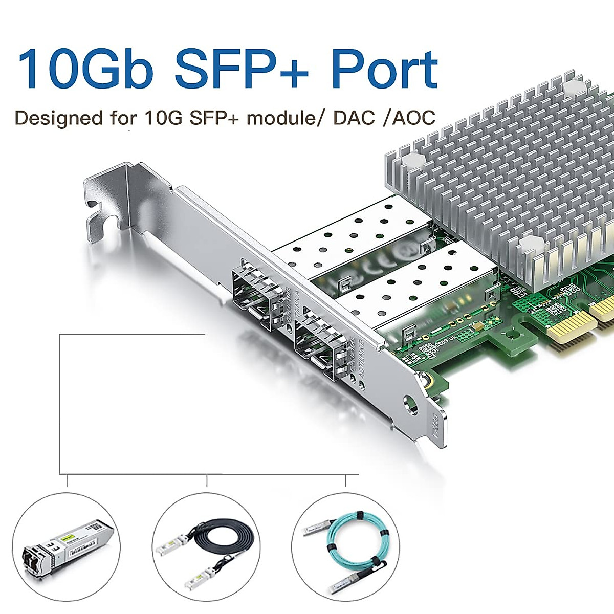 10Gb SFP+ PCI-E Network Card NIC, with Broadcom BCM57810S Chip, Dual SFP+ Port Card, PCI Express X8, Ethernet LAN Adapter Support Windows/Windows Server/Linux/VMware Esxi