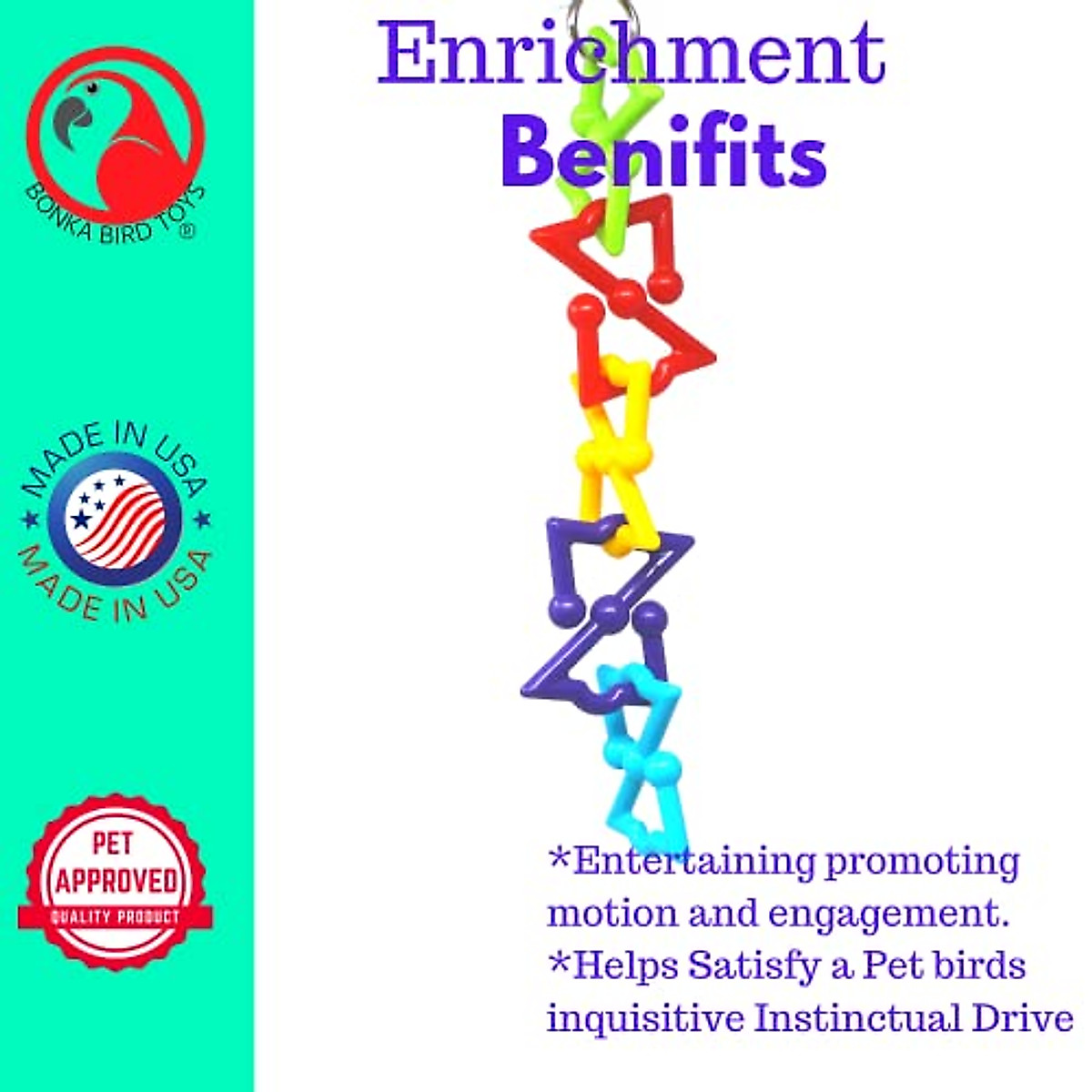 Bonka Bird Toys 3638 Z Link Small Bird Toy Conure Cockatiel Parakeet