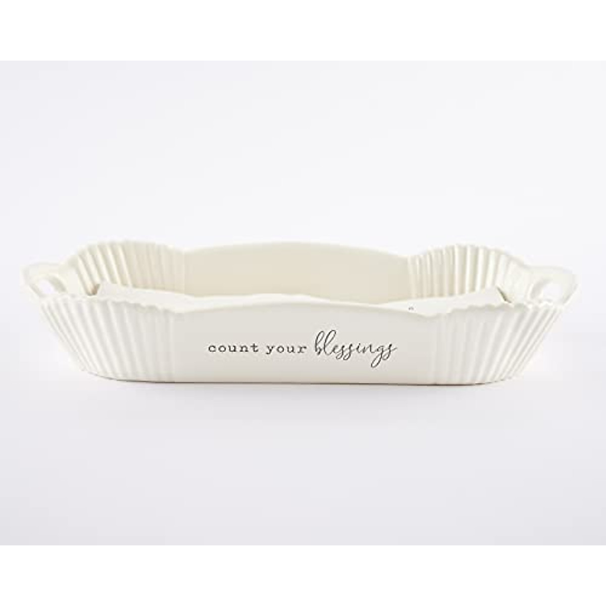 Mud Pie Blessings Bread Bowl and Towel Set, White, Small