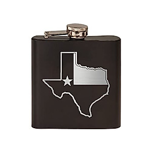 Texas State Flag Outline Stainless Steel Hip Flask Premium Matte Black Makes a Great Gift For Him Dad Father Texan TX