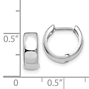 4mm Polished Hinged Hoop Huggie Earrings in Real 14k White Gold 12 mm