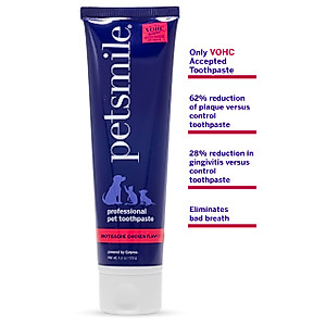 Petsmile Professional Pet Toothpaste - Cat & Dog Teeth Cleaning Supplies - Controls Plaque, Tartar, & Bad Breath - VOHC Accepted Toothpaste - Pet Dental Care Essentials (Rotisserie Chicken, 2.5 Oz)