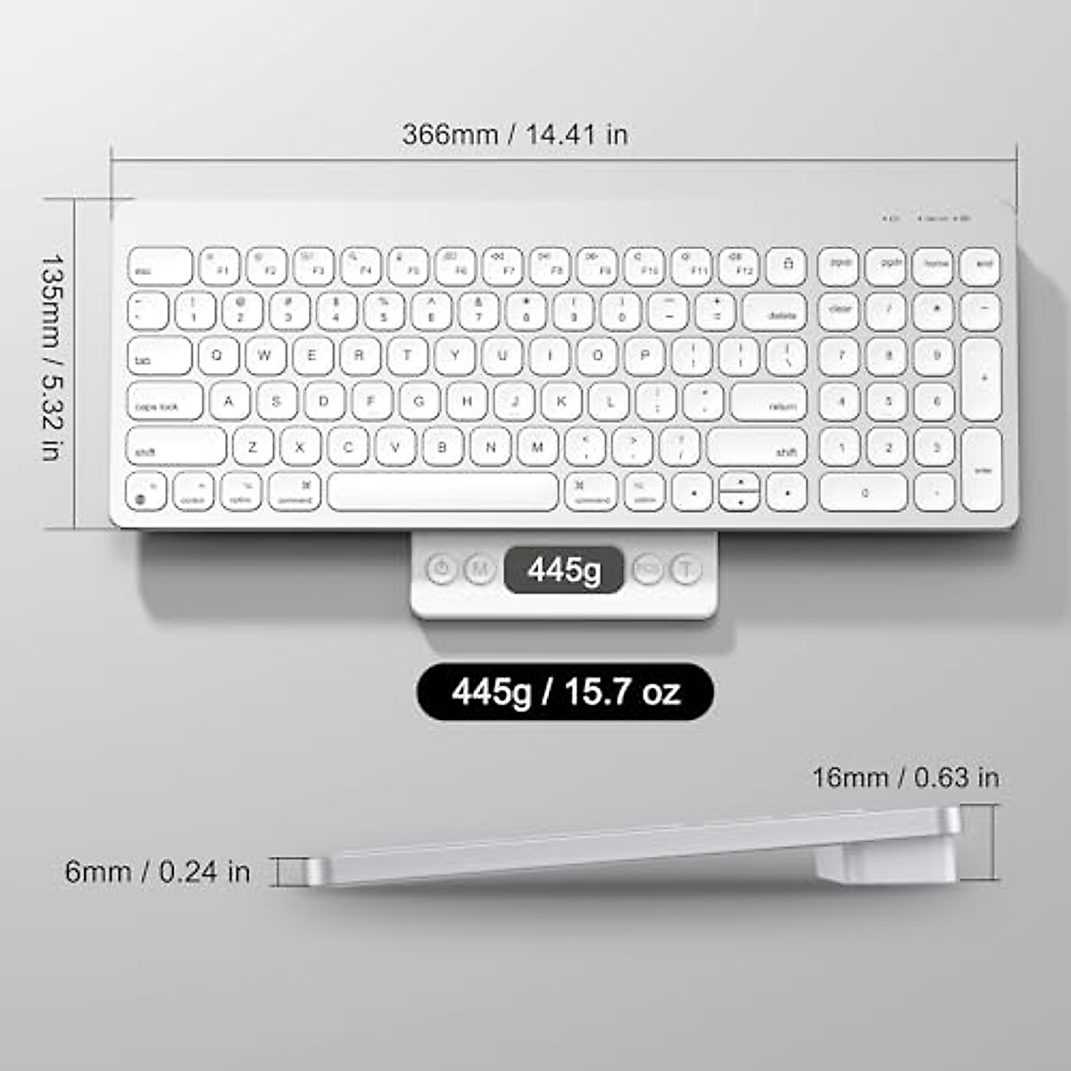 OMOTON Bluetooth Keyboard for Mac, Wireless Keyboard with Numeric Keypad for MacBook Pro/Air, iMac, iMac Pro, Mac Mini, Mac Pro Laptop, Silver White