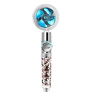 2022 High Pressure Filter Shower Head with Handheld, Hydro Jet Turbo Fan Shower Head with Mineral Beads, 360°Rotating Turbocharged Shower Head with Pause Switch, Removable and Easy to Install