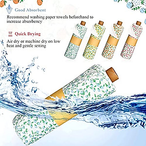 Tanlade 100 Pcs Reusable Paper Towels Washable Roll Paperless Paper Towels Dish Washable Roll Reusable Toilet Cloth Washable Cotton Towels with Cardboard Roll for Paperless Dishcloths Replace (Flower)