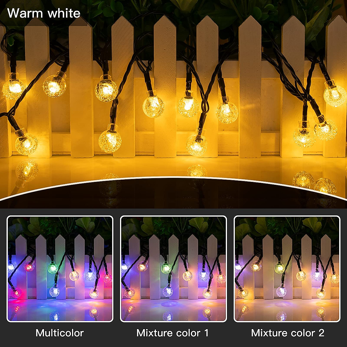 Ollimy Globe String Lights USB Powered, 40FT 80LED Waterproof Christmas Lights with Remote, Warm White+Multicolor Fairy Lights for Indoor Outdoor Christmas Home Party Patio Garden Wedding