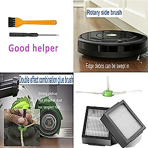 COMUSTER Replacement Parts Compatible for iRobot Roomba E&i&j Series i7 j7 i3 i4 i7+ Plus i3+ i4+ i6 i6+ i8 i8+ E5 E6 j7+ Plus,4Multi-Surface Rubber Brush,6High-Efficiency Filter,6Edge-Sweeping Brush
