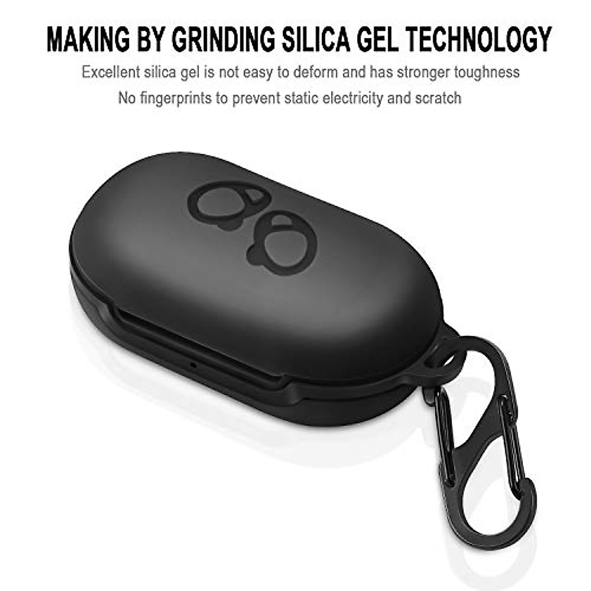 LiZHi Case for Samsung Galaxy Buds + Plus (2020) / Galaxy Buds (2019), Galaxy Earbuds Silicone Skin Cover Shock-Absorbing Protective Case with Keychain, Black