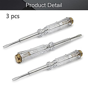 Fielect 3Pcs Tester Screwdriver, Voltage Detector Pen Light Circuit Tester Electric Test Pen Screwdriver AC/DC 100-500V