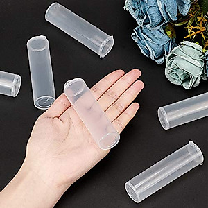 SUPERFINDINGS 15pcs White Column Transparent Containers 1.2" Plastic Bead Containers with Hinged Lids Flip Cover for Earplugs Pills Herbs Tiny Bead Earring Jewerlry Candy Gifts Party Favor and More