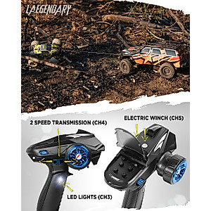 LAEGENDARY 1:10 Scale RC Rock Crawler - 4x4 Offroad Remote Control Truck for Adults - Fast, Electric and Hobby Grade - Brushed Motor and Red-Orange Color