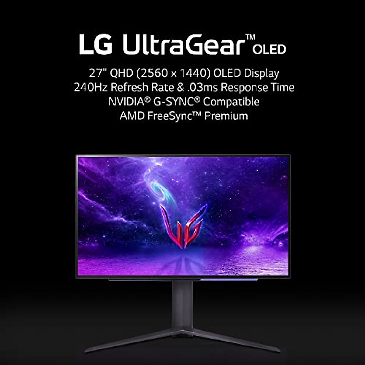 LG 27" Ultragear™ OLED QHD Gaming Monitor with 240Hz .03ms GtG & nVIDIA® G-SYNC® Compatible,Black
