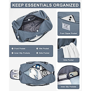 Gym Bag Womens Mens with Shoes Compartment and Wet Pocket Travel Duffel Bags for Women for Plane Sport Gym Tote Bag with Toiletry Bags Waterproof Weekend Overnight Carry on Bag Hospital Holdalls