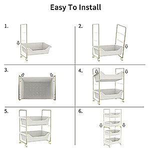 kaileyouxiangongsi Shower Caddy , Shower Shelf Organizer Storage ,Metal Bathroom Shelf Unit， for Organizing and Storing Hand Towels, Body Lotion, Facial Tissues, Bath Salts (Golden&White)