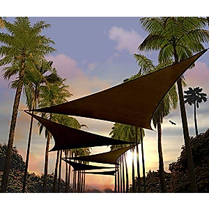 Amgo 16' x 16' x 16' Brown Triangle Sun Shade Sail Outdoor Canopy Awning AGTAPT16, 95% UV Blockage, Water & Air Permeable, 200GSM Commercial Standard Heavy Duty (We Make Custom Size)