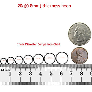 NewkeepsR 3PCS-0.8mm Black Anodised Hinged Clicker Nose Hoop Rings, 20 Gauge 316L Steel Seamless Segment Sleeper Earrings Piercing-7/8/9mm