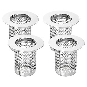 uxcell 2 Pack Shower Drain Strainer, 2" x 2.2" Stainless Steel Floor Drain Strainer Deep Sink Hair Catcher for Kitchen Bathroom Balcony Floor Drain, Fit Hole Size from 1.38" to 2.17"