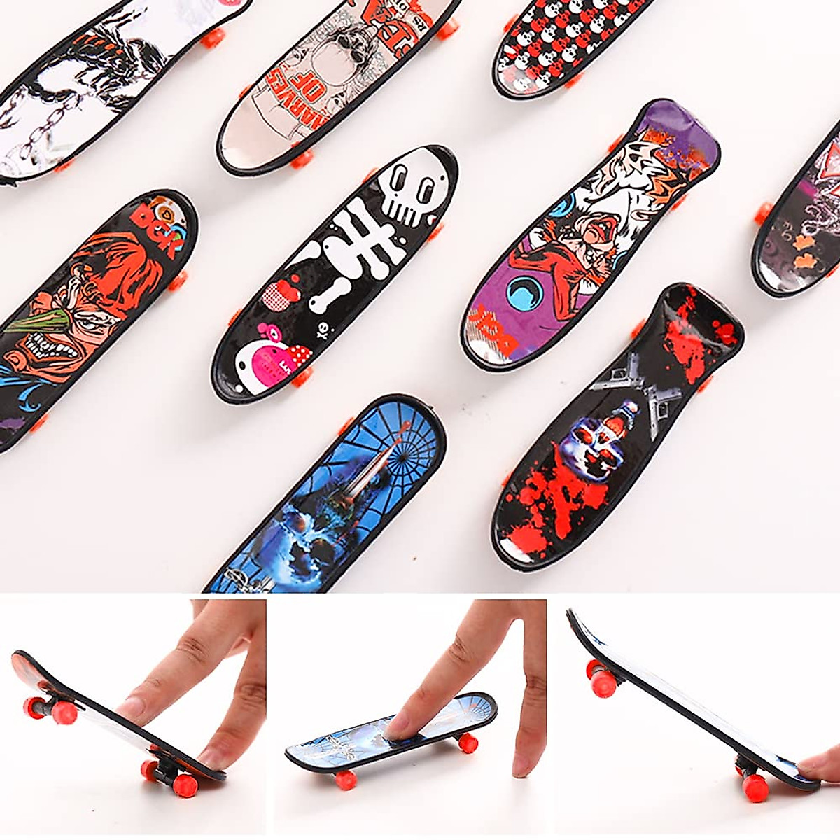 38 Pieces Finger Skateboards Toy Skateboard Fingerboards Mini Skateboards for Fingers Creative Fingertips Movement Party Favors Novelty Toys Decorations Supplies for Teens and Adults, Random Style