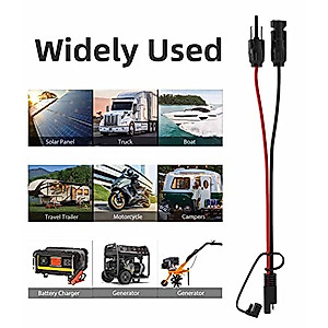 BERLAT Solar Panel Extension Cable,10AWG SAE PV Extension Cable to Solar Panels with 2 Pack SAE to SAE Polarity Reverse Adapters-30cm