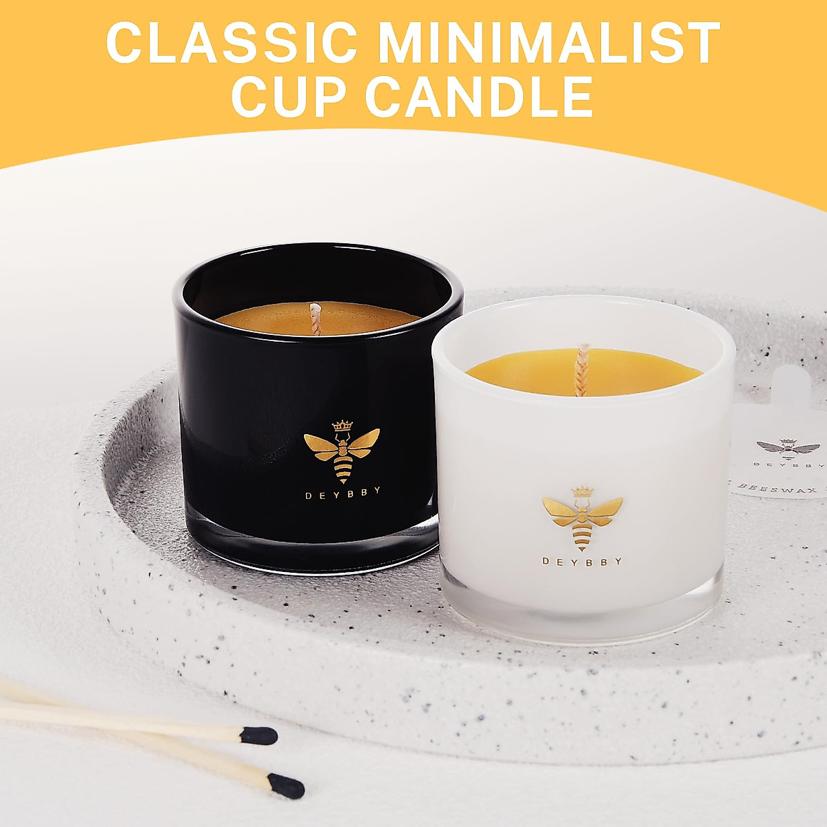 DEYBBY Beeswax Jar Candle - Pure Beeswax Candles in White Glass - Handpour Candle with Natural Honey Scent, 22-24 Hours Burning