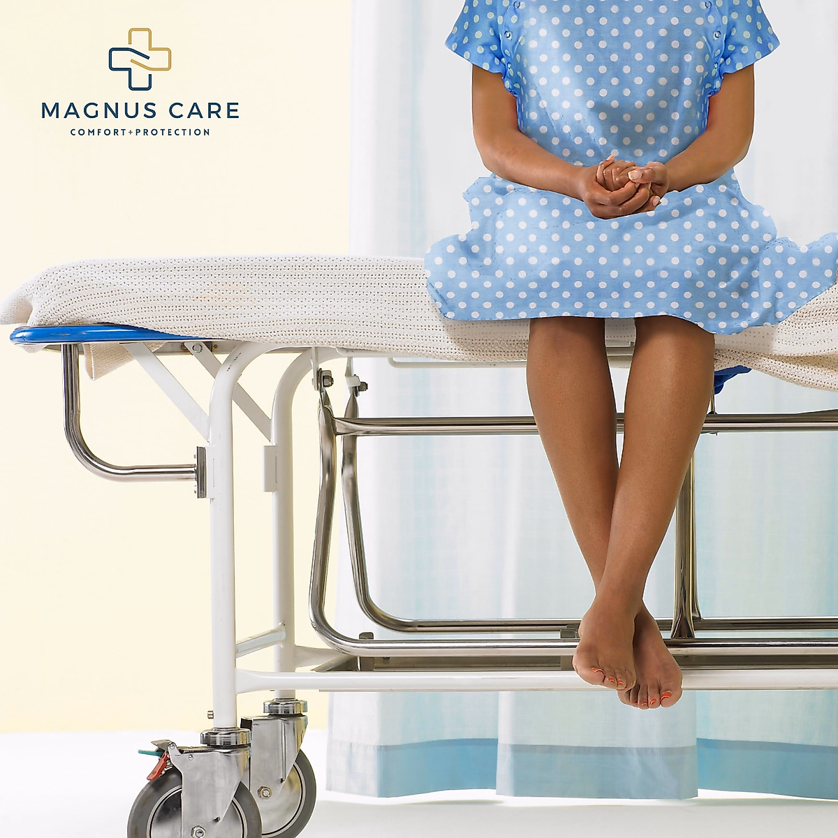 Magnus Care Hospital Gown for Women Labor and Delivery 100% Cotton Gown with Easy Snap Back Closure and Shoulder Snaps Patient Gowns Blue