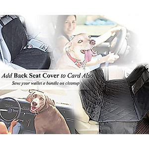 VIVAGLORY Dog Front Seat Cover with No-Skirt Design, 4 Layers Quilted & Durable 600D Oxford Seat Protector Against Fur & Dirt,Dog Car Seat Cover with Anti-Slip Backing for Most Cars, SUVs & MPVs,Black