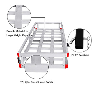 IRONMAX Hitch Cargo Carrier, 60” x 22” x 7” Trailer Hitch Mount Aluminum Cargo Carrier Fits 2” Receiver, Heavy Duty Vehicle Rear Cargo Basket for SUV, Car, Van, Truck, 500LBS Capacity