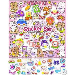 Benresive 1000 Pcs Cute Stickers for Kids, Water Bottle Stickers Kawaii Waterproof Vinyl Scrapbook Phone Laptop Stickers, 100 Sheets Journaling Aesthetic Sticker Packs for Girls Teens（Pink）