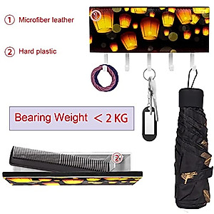 Coat Rack Wall Mounted, 5 Rail Wall Decorative Hooks Hanging for Clothes Hat Towel Purse Key, 7 Inches, 4.4lbs(Max), Sky Lantern Festival