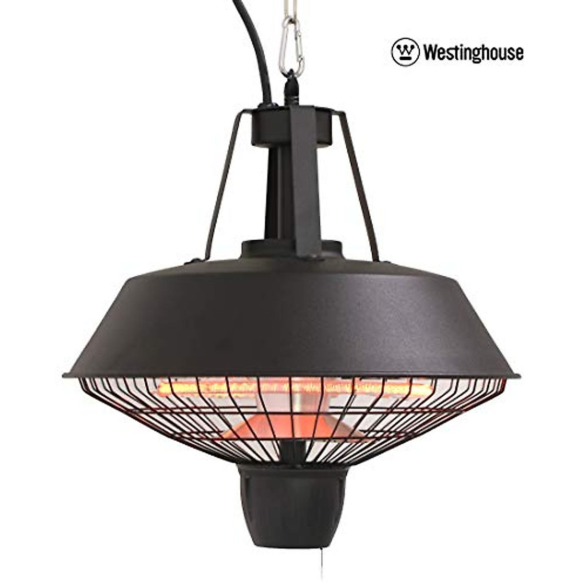 Westinghouse Infrared Electric Outdoor Heater, Hanging Patio Heater, Radiant Heat, Heats all year round, Retro Style, Waterproof and Dust Resistant Black
