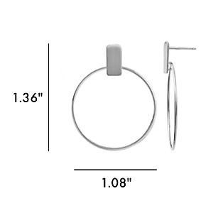 Boma Jewelry Sterling Silver Geometric Drop Hoop Post Earrings