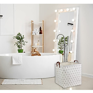 HIYAGON 3 Pack Square Storage Bins,Storage baskets,Canvas Fabric Storage Boxes,Foldable Nursery Basket for Clothes,Books,Shelves Baskets,Gift Baskets,Cow Print Room Decor (3 Pack Grey Line)