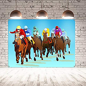 Pudodo Kentucky Derby Background Banner Run for The Roses Horse Racing Equestrian Photography Background Party Decoration Supply