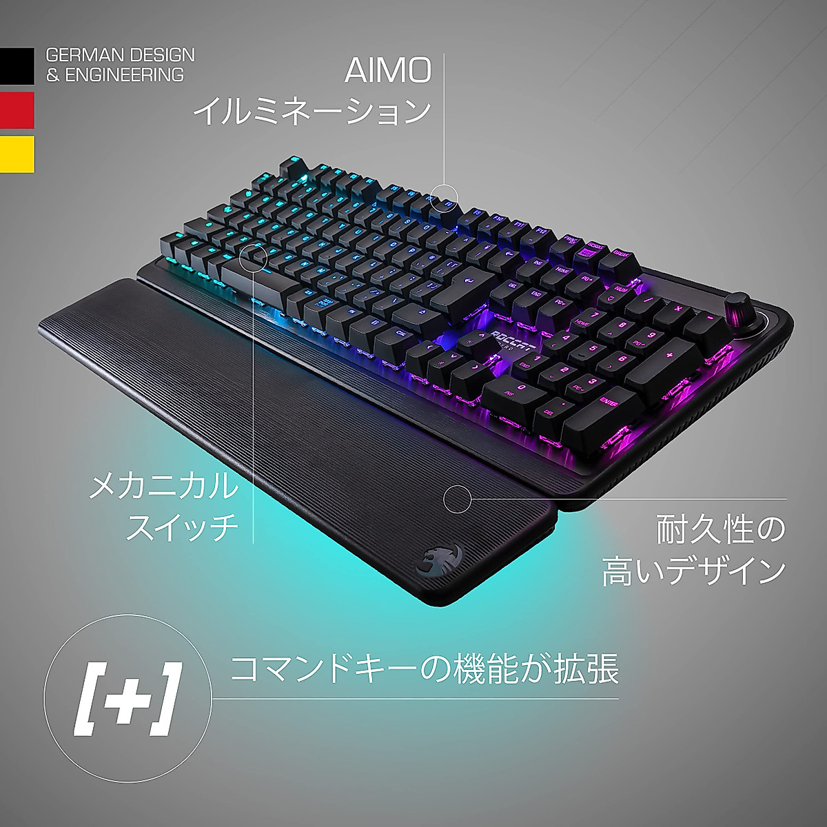ROCCAT ROC-12-627 USB Pyro Mechanical RGB Gaming Keyboard, Linear (Red Axis), JP Japanese Arrangement, German Design
