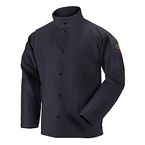 Black Stallion FBK9-30C Flame-Resistant Cotton Welding Jacket, Black, Medium