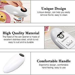 NEONSA Electric can opener, Electric can opener for seniors, Automatic electric can opener,Open Your Cans with A Simple Push of Button,White electric can opener,Can opener electric (WHITE)