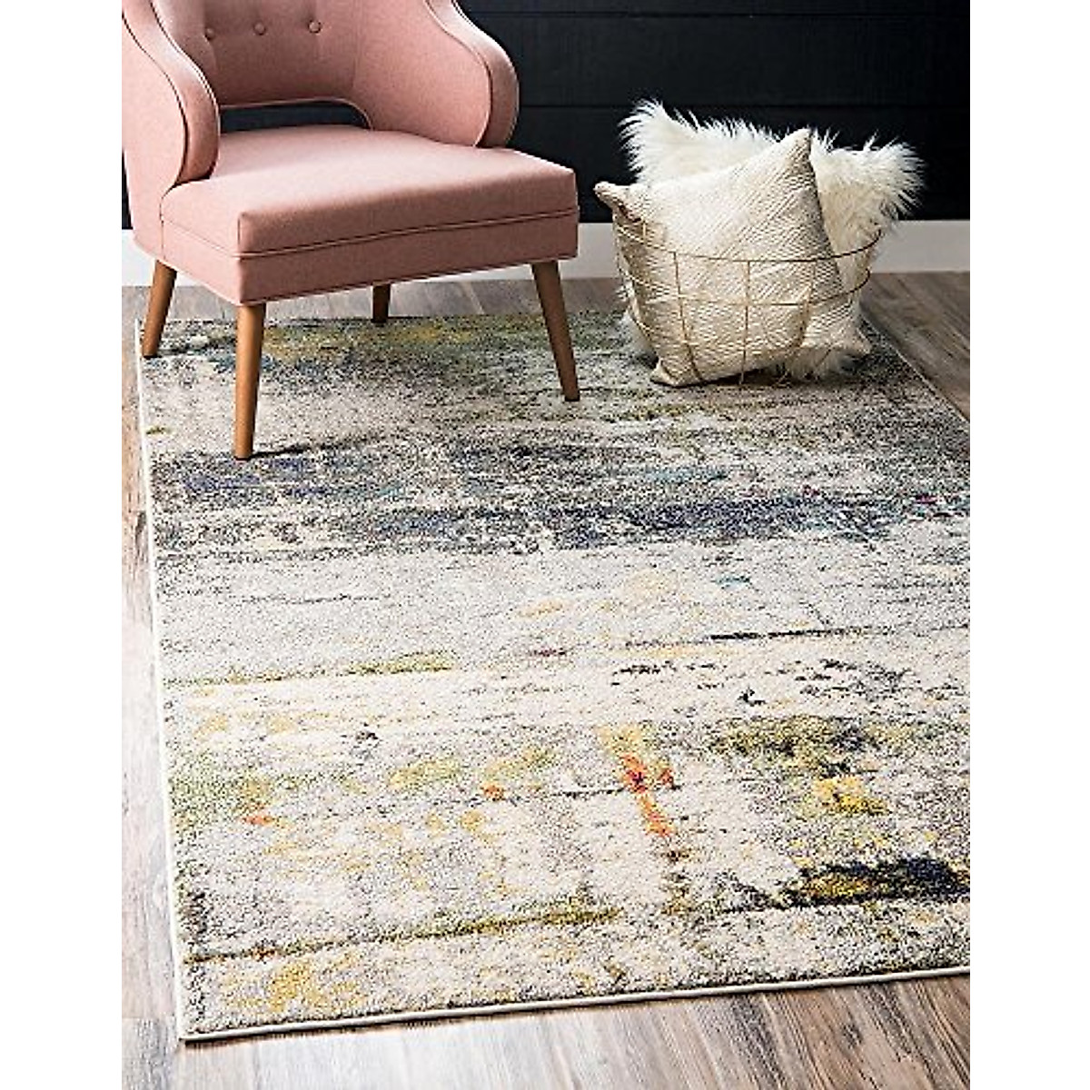 Unique Loom Chromatic Collection Modern Rustic & Vibrant Abstract Area Rug for Any Home Décor, 5 x 8 ft, Beige/Gray