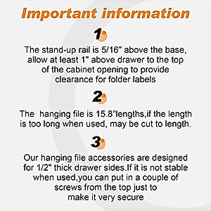 Chinco 2 Pieces PVC Drawer Hanging File Rails Black File Cabinet Rails for Hanging Files 1/2 Drawer Sides Letter Size File Storage Hanging File Organizer (16 Inch)