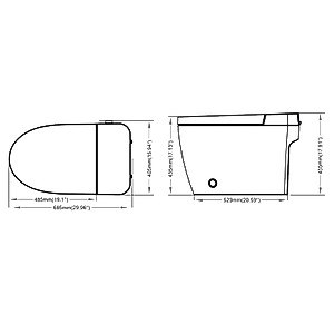 BWE One-piece Smart Toilet With Bidet Built In with Foot Sensing Auto Flush Auto Open & Auto Close Heated Seat Warm Water and Dry Wireless Remote Control with LED Digital Display Toilet