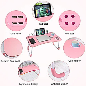 Slendor Laptop Desk Foldable Bed Table Folding Breakfast Tray Portable Lap Standing Desk Notebook Stand Reading Holder for Bed/Couch/Sofa/Floor