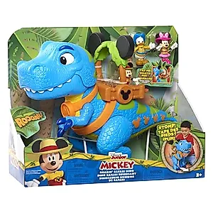 Disney Junior Mickey Mouse Funhouse Roarin' Safari Dino, 4-piece Figures and Playset, Dinosaur, Kids Toys for Ages 3 Up by Just Play