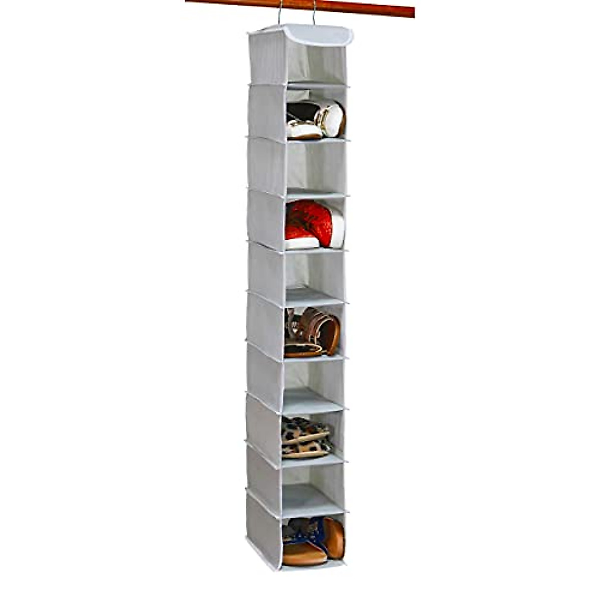 Simple Houseware 10 Shelves Hanging Shoes Organizer + 3 Shelves Hanging Closet Organizer, Grey