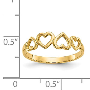 IceCarats 14K Yellow Gold Heart Ring Love Band Size 7.00