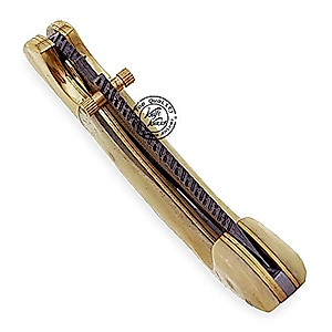 Beautiful Camel Bone 7.25" Damascus Steel Folding Pocket Knife with Brass Bolster, 100% Prime Quality